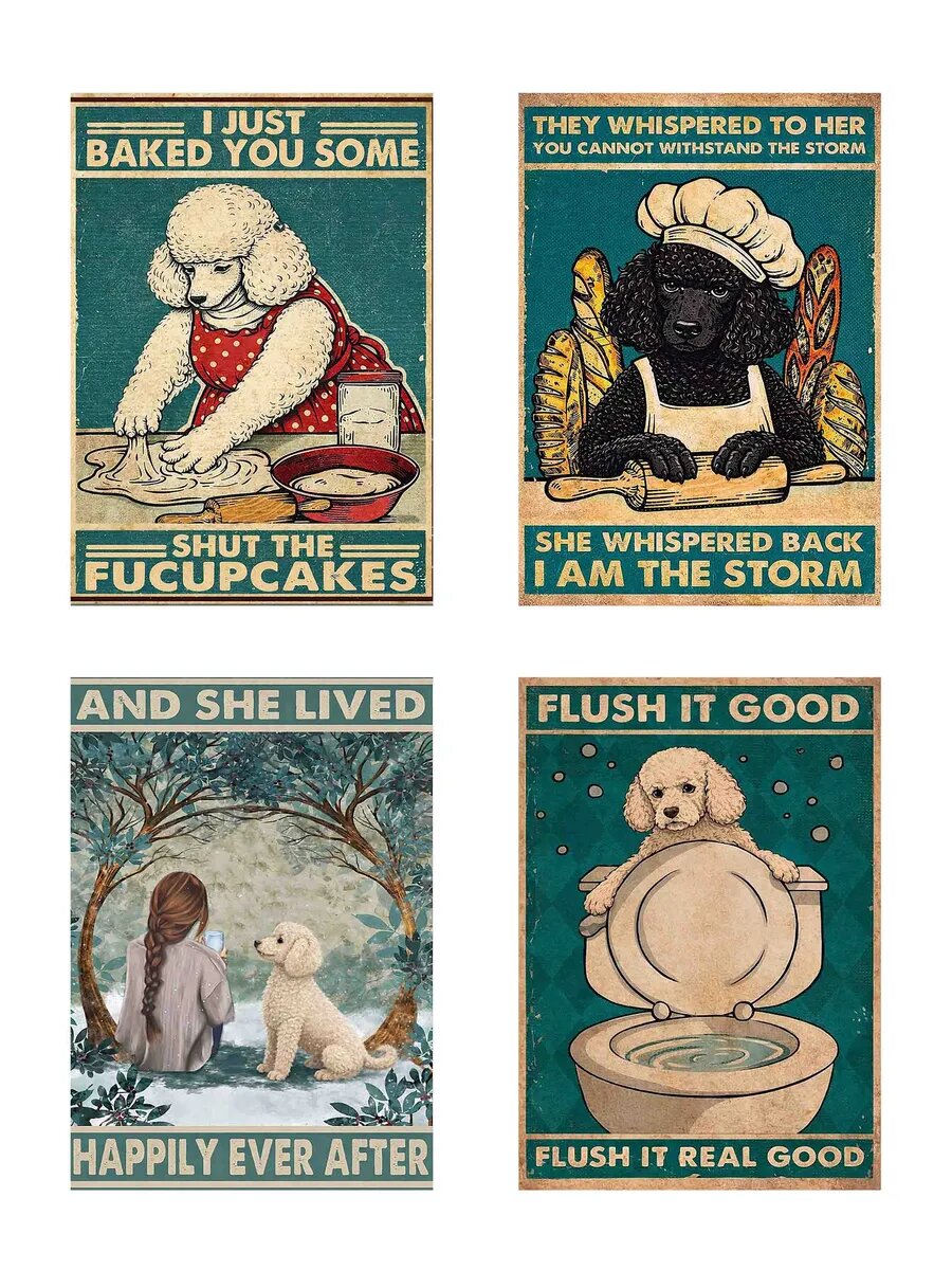 Пудель, Flush It Good, It Real Good, 4 Плаката, 30x21см