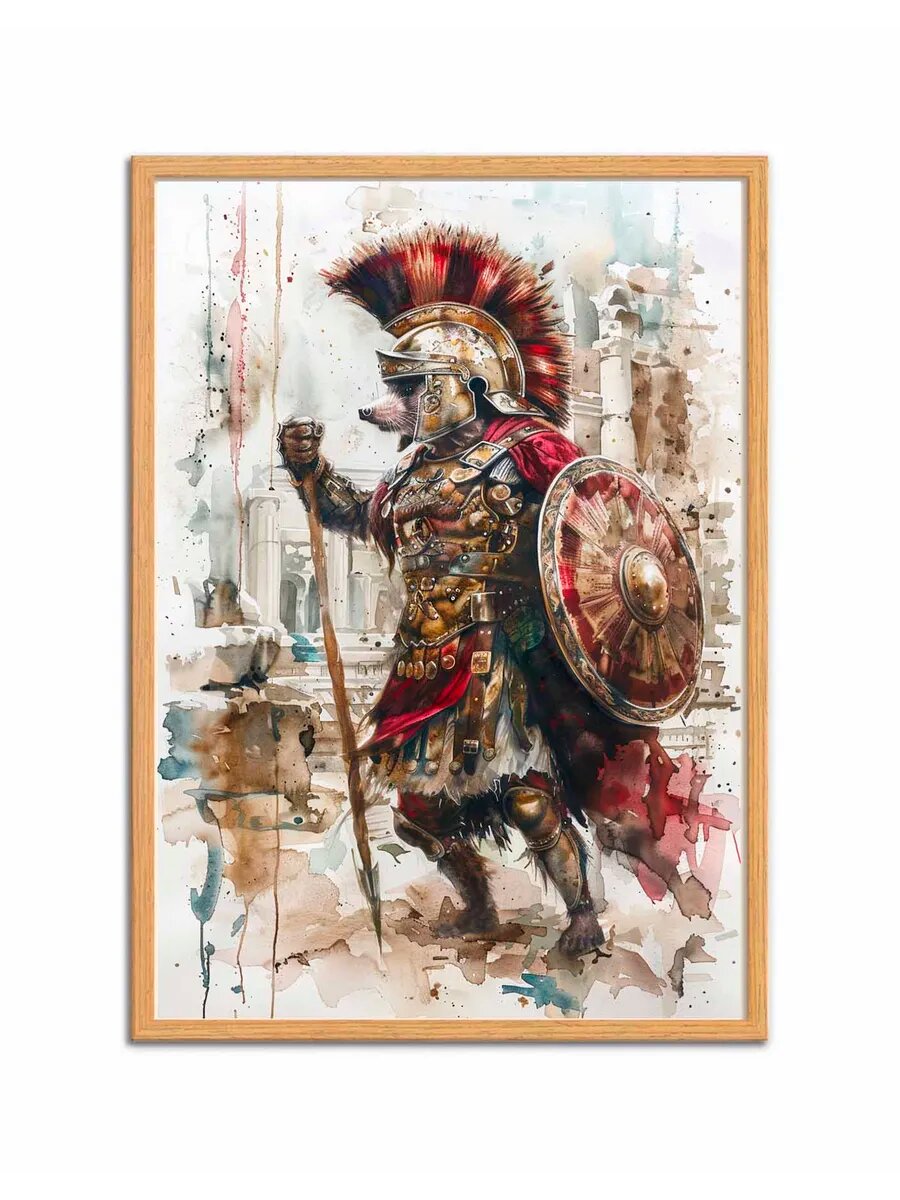 Ежик-животное-гладиатор 5, Плакат 30x42см