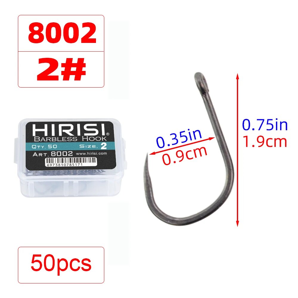 Рыболовные крючки Hirisi без жала из нержавеющей стали 50/100 шт. Size 2