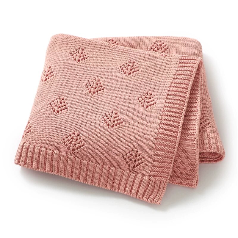 Детское вязаное одеяло весна-осень ветрозащитное для кондиционера розовый 100x150см