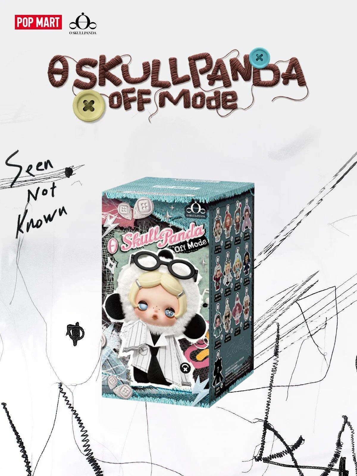 Коллекционный бокс-сюрприз POP MART SKULLPANDA Off Mode Series Plush Doll Pendant--NS930