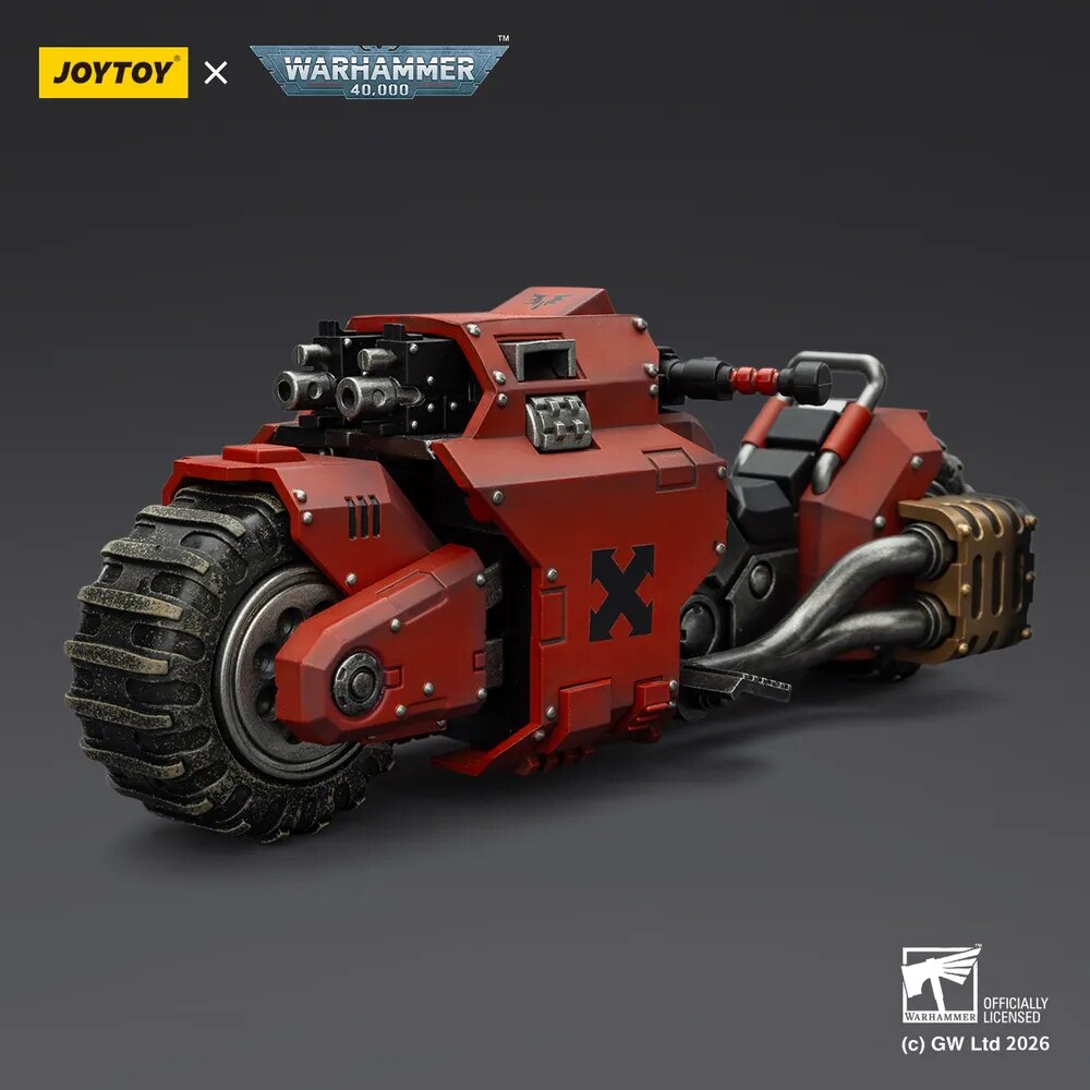 Подвижная фигурка JOYTOY Warhammer 40000 1/18 Blood Angels Raider-pattern Combat Bike with twin-linked bolt rifles Подарочная модель