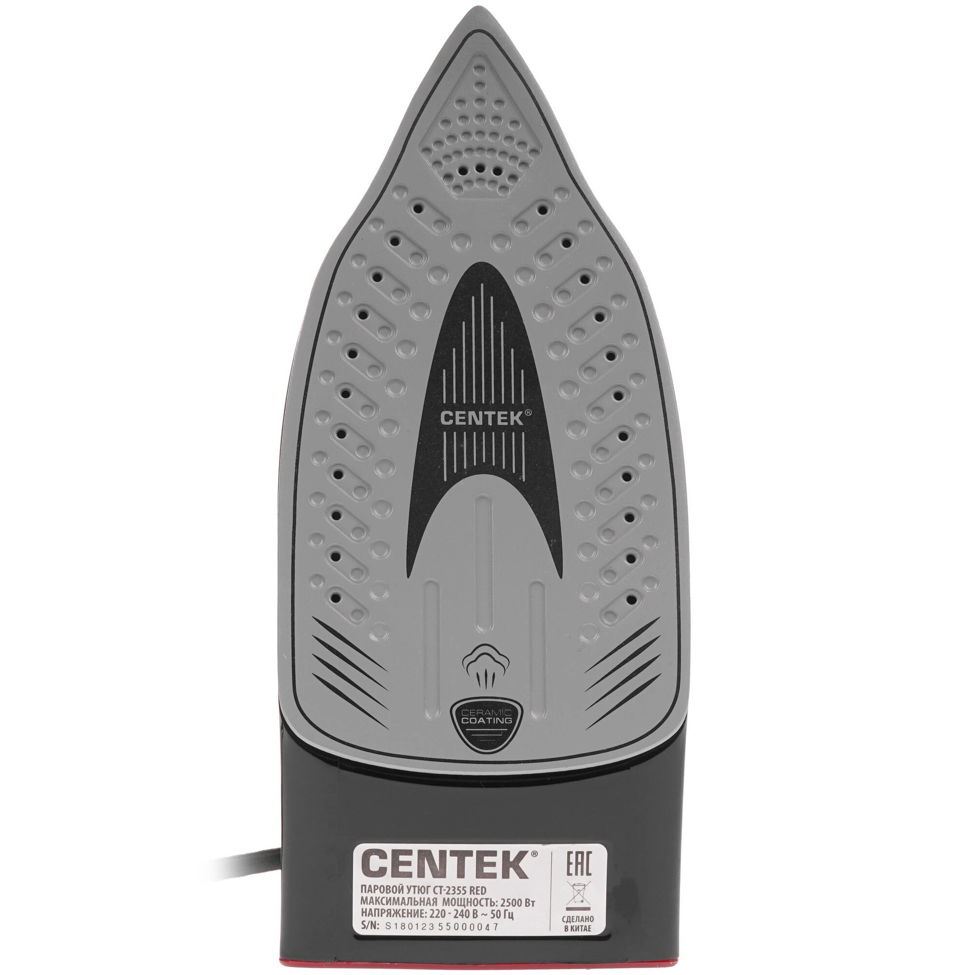 Утюг CENTEK CT-2355 керамика, мощность 2500 Вт, 270 мл, RED. — фото 1