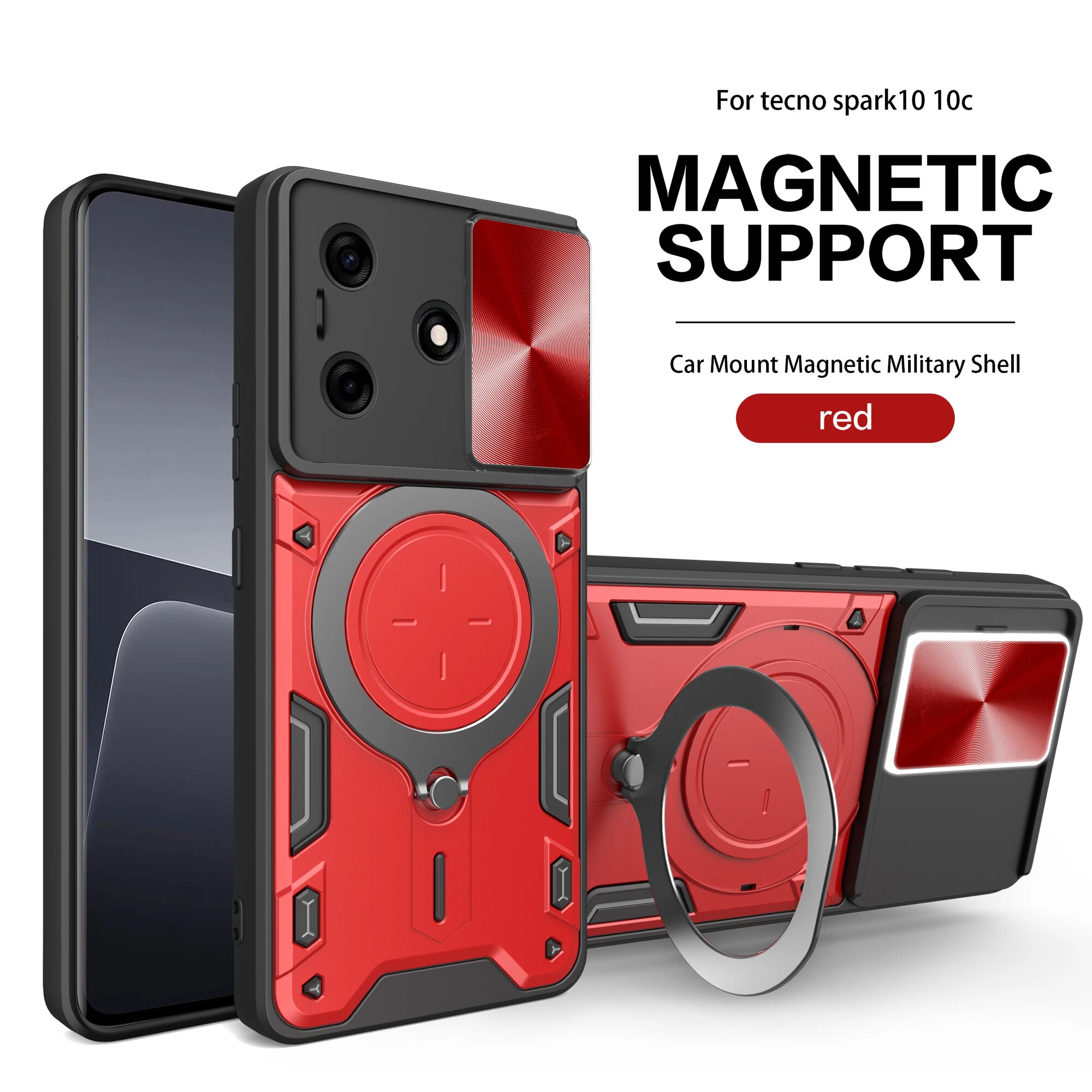 Прочный чехол для Tecno Spark 10 JS red