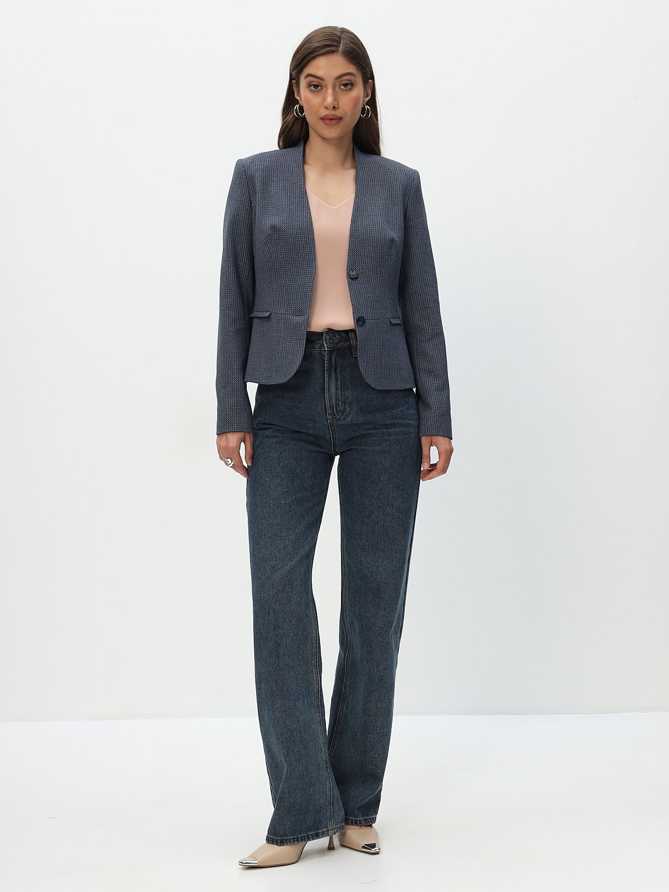 Пиджак KEY FASHION, размер 42, синий/серый — фото 1