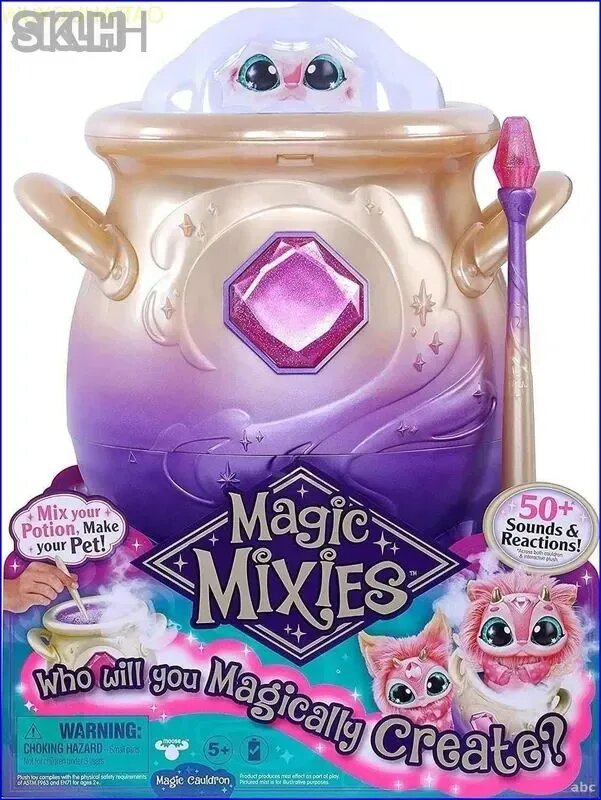 Волшебный эксклюзивный котел 20 см Magic Mixies с плюшевой игрушкой розового цвета