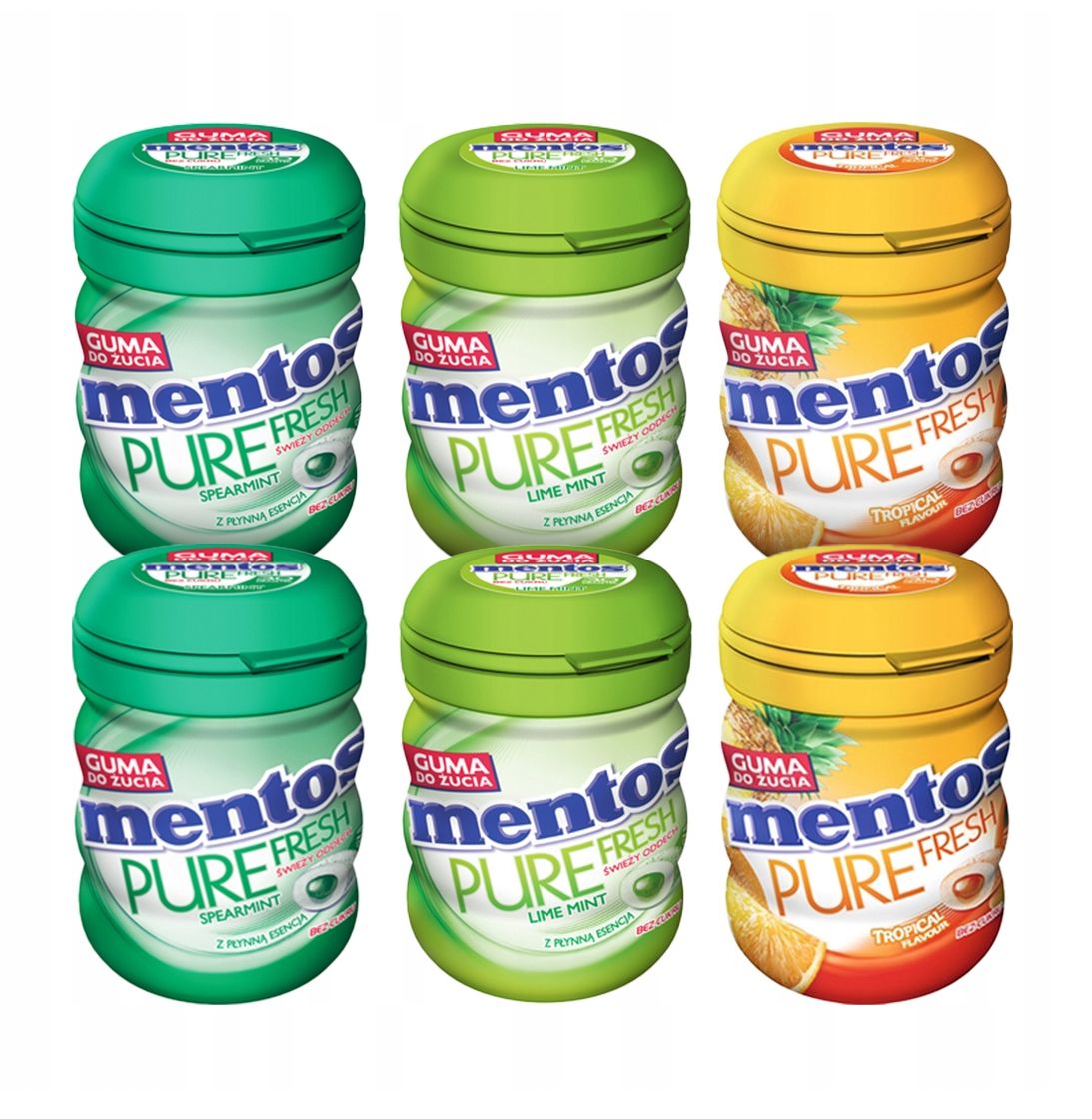 Жевательная резинка Mentos Pure Fresh - набор из 6 вкусов, 6х60 г - 5903815527920