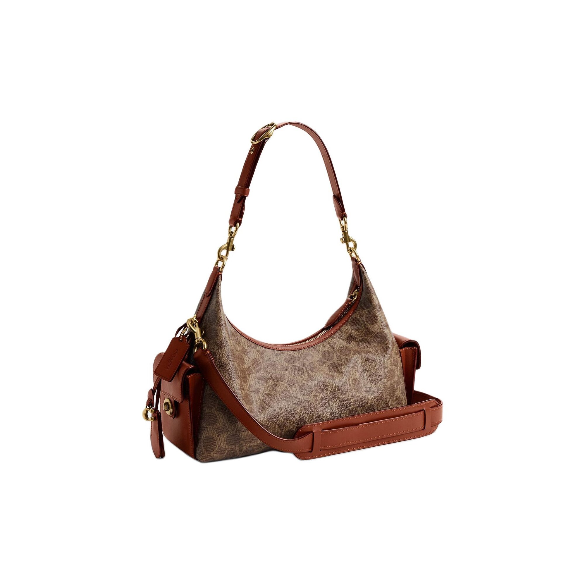 Сумка Coach Pocket, фактура тиснение, brown — фото 1
