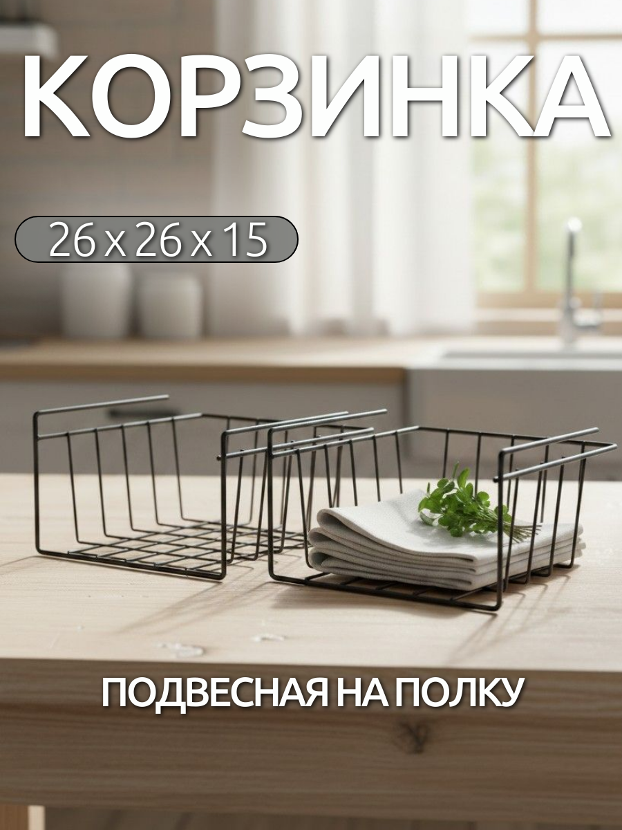 Органайзер для хранения, подвесная на полку EASY-SYSTEM 260х260х150 черный глянцевый 2 шт.