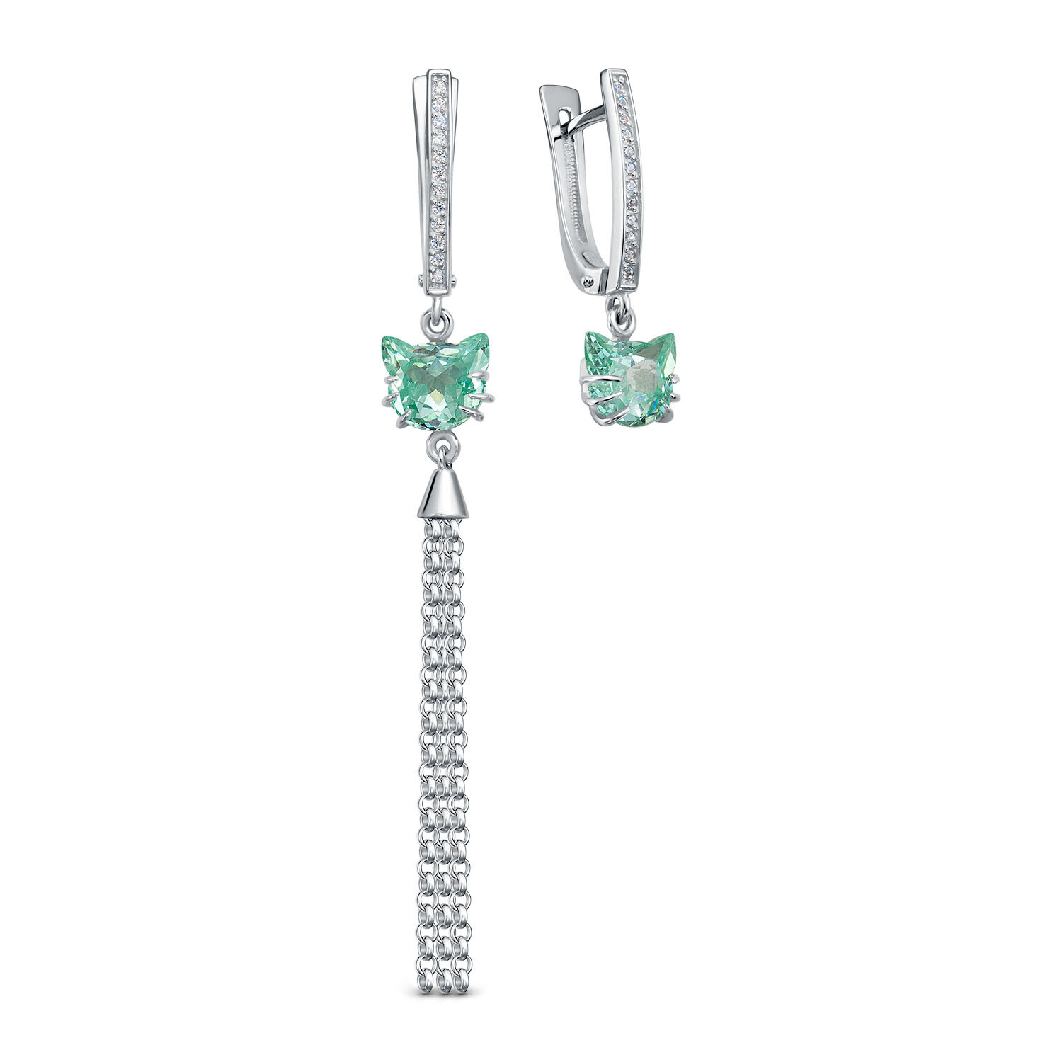 Серьги, серебро, 925 проба, фианит