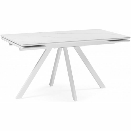 Керамический стол Woodville Вилли 140 (200) х 80 белый мрамор alpin white / snow white / белый