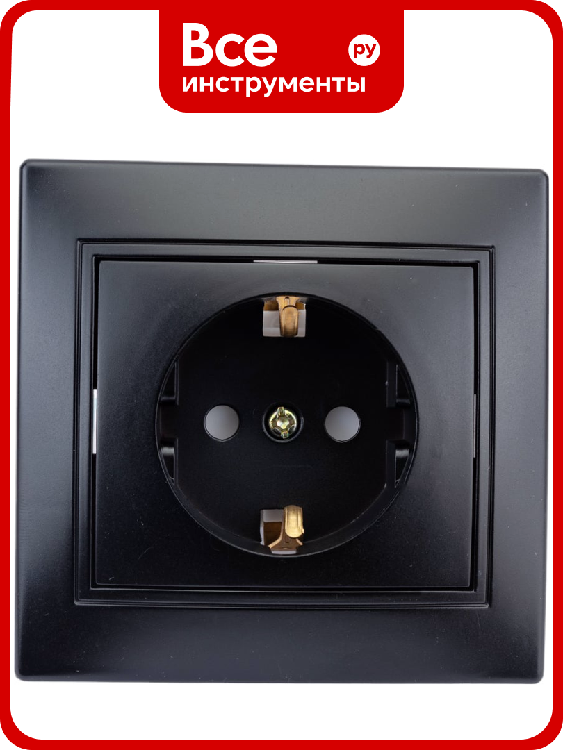 Розетка Intro Plano с заземлением 2P+E Schuko со шторками, 16А-250В, IP20, СУ, антрацит,