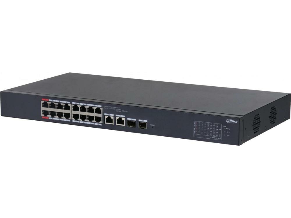 Коммутатор Dahua DH-CS4218-16ET-135 (L2) 16x100Мбит/с 2xКомбо(1000BASE-T/SFP) 16PoE 135W управляемый