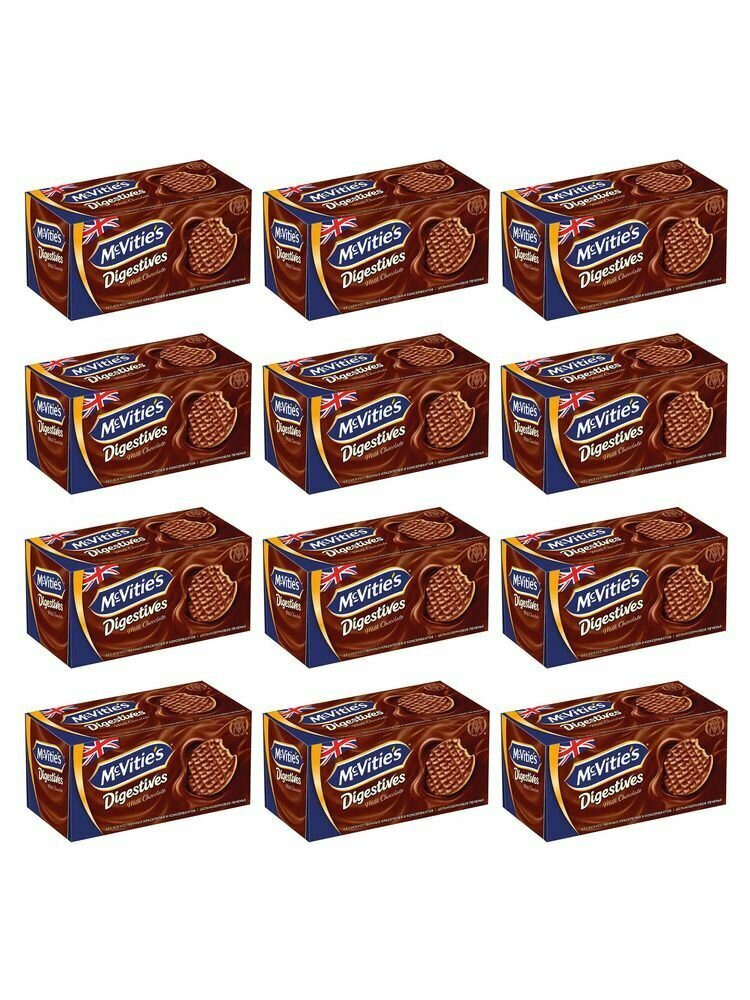 McVitie’s Печенье Digestives цельнозерновое с молочным шоколадом, 200 г, 12 шт