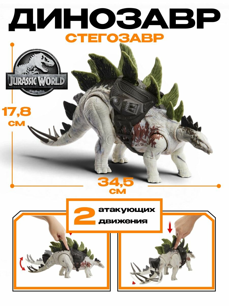 Фигурка Jurassic World HLP24 боевой динозавр Стегозавр Mattel