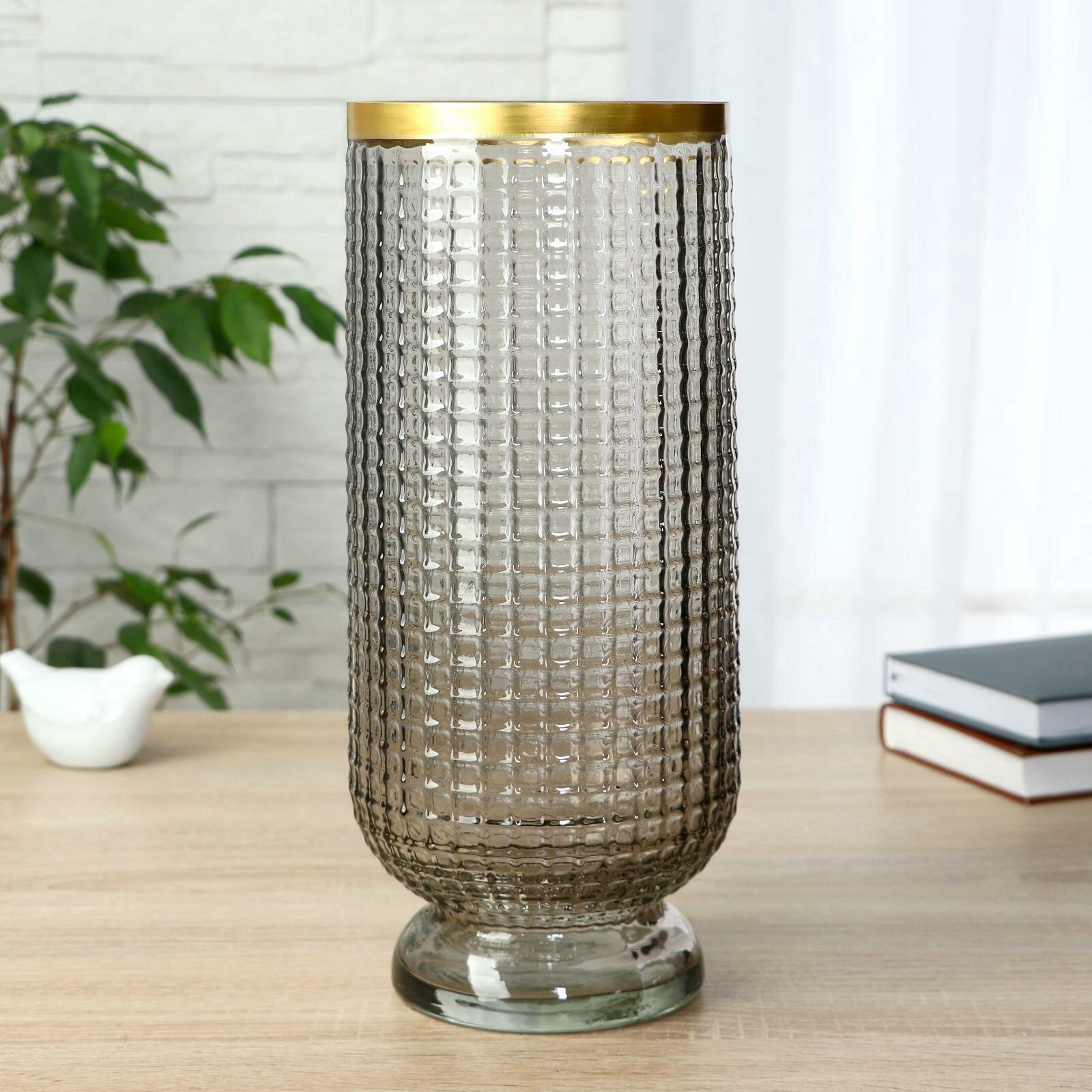 Ваза Evis «Киркинес», Дымка Маркуль, 30×13 см, стекло, настольная, серая