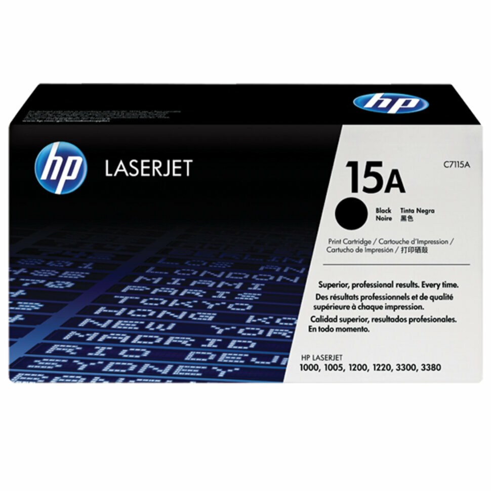 Картридж лазерный HP (C7115А) LaserJet 1000/1200/3300/3380 и другие, №15А, оригинальный, 2500 стр, С7115А, 360194