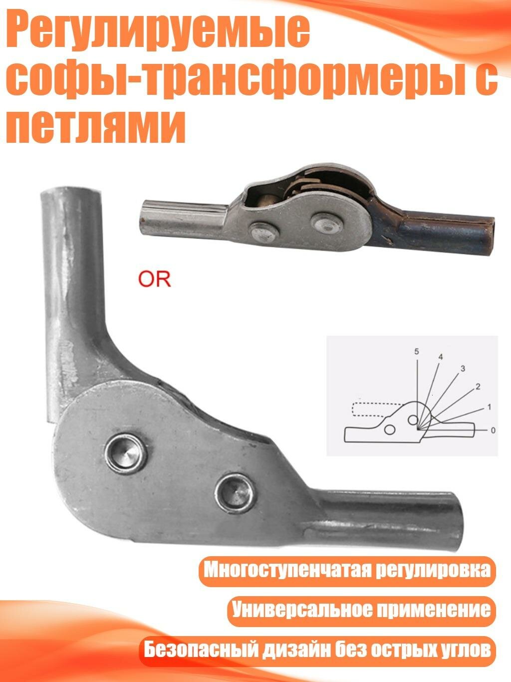 Регулируемые софы-трансформеры с петлями, Пять передач на 180 градусов