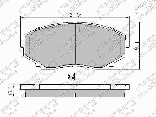 Колодки тормозные спереди SAT ST-LCY2-33-23Z Mazda CX-7 06-12 / Mitsubishi L200 15-