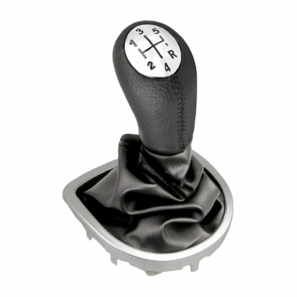 Чехол для ручки КПП Renault Clio 3, Megane 2/3, Twingo 2, Kangoo, Laguna 2, Espace 4 кожа + ПВХ, матовый хром