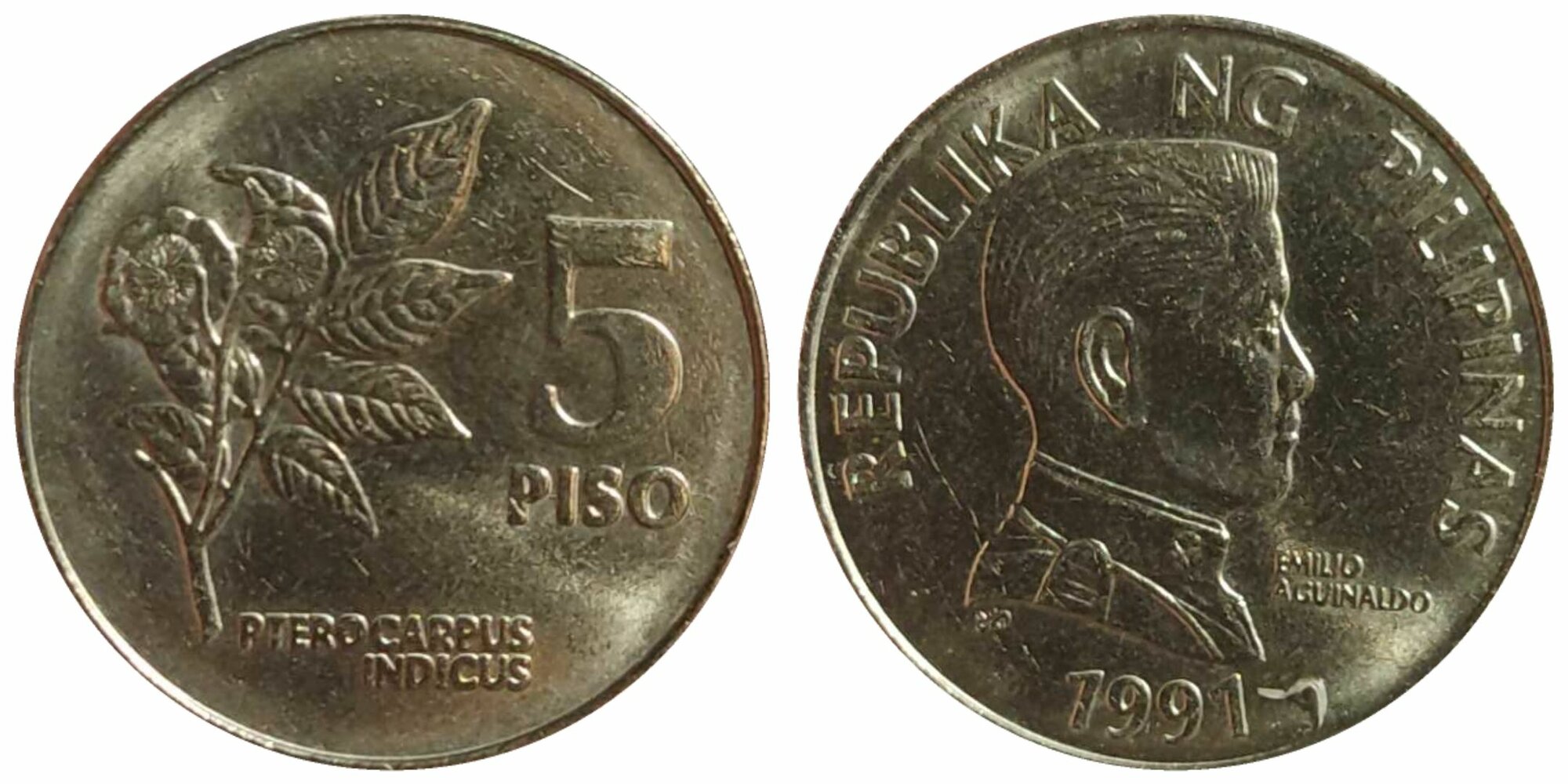 Филиппины 5 писо, 1991 - 1994 Птерокарпус aUNC