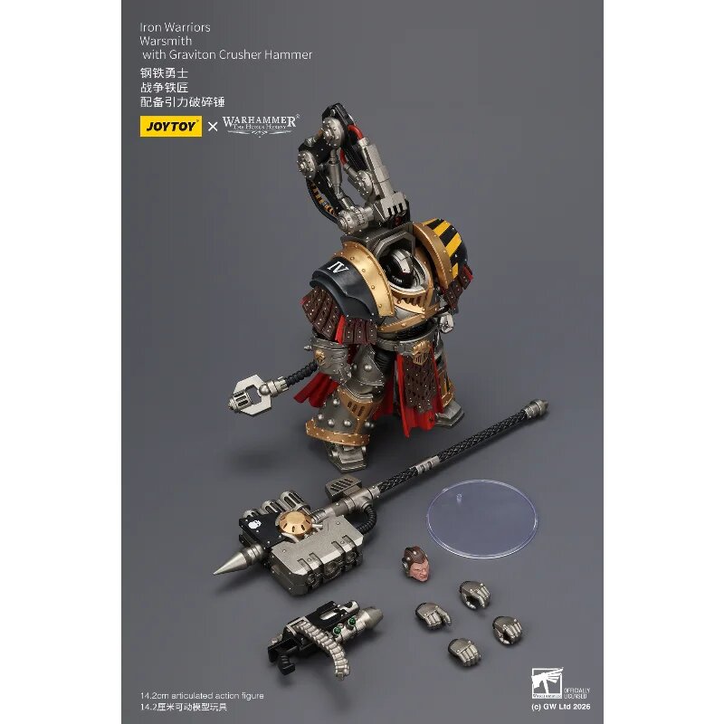 JOYTOY Warhammer 40K Iron Warriors Warsmith с гравитационным разрушительным молотом 1/18 JT04193