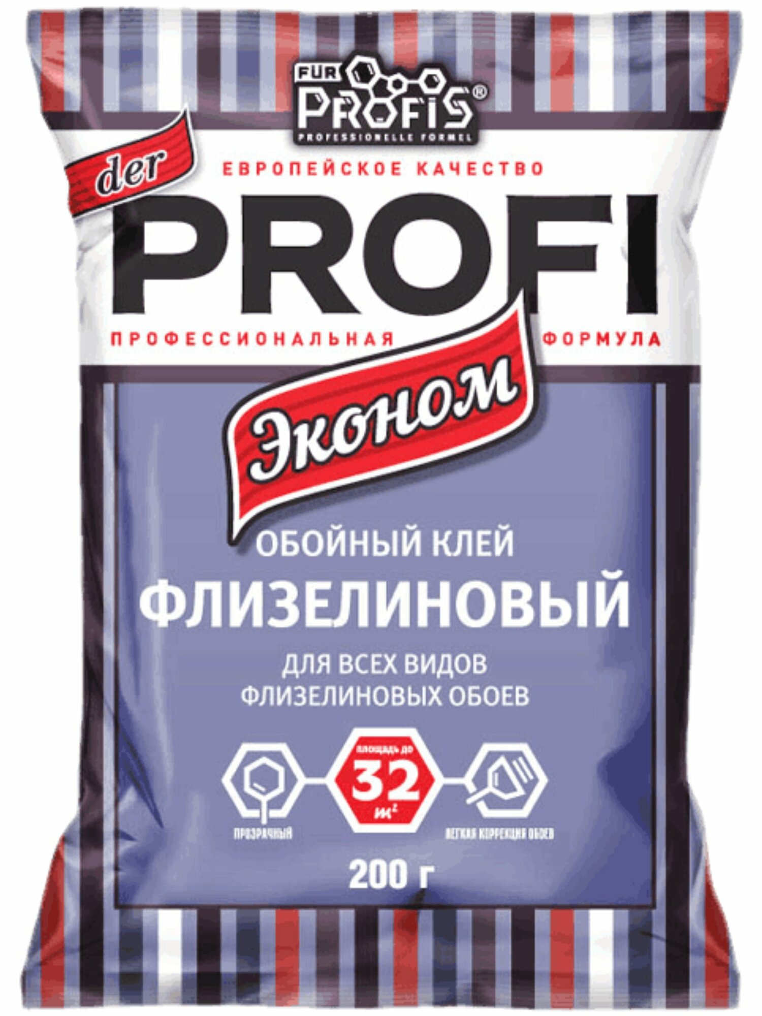 Клей для флизелиновых обоев der PROFI Эконом 200 г в мягкой упаковке — надежное решение для качественного ремонта дома