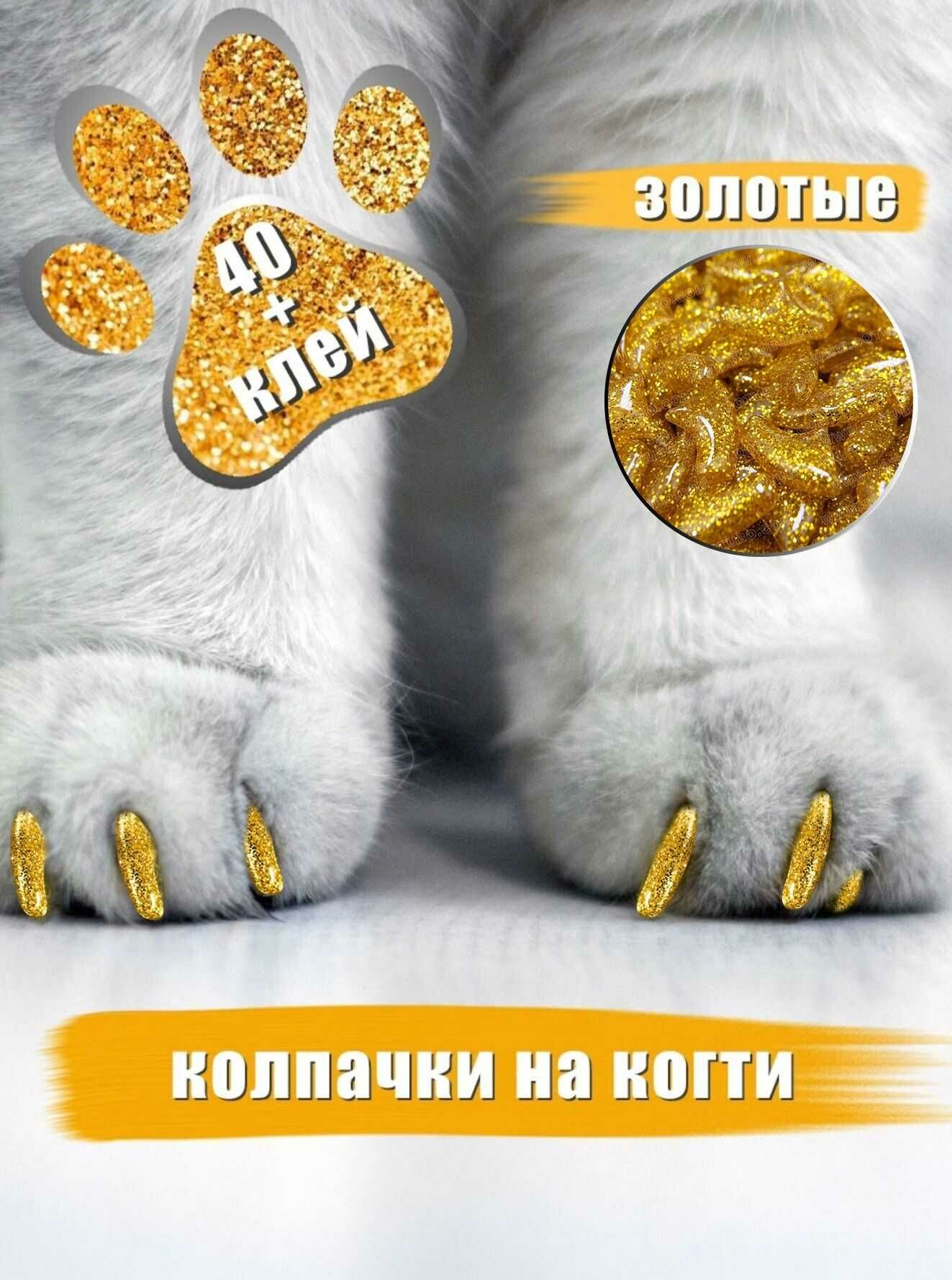 Антицарапки 40 штук, мягкие защитные колпачки на когти для кошек и котят