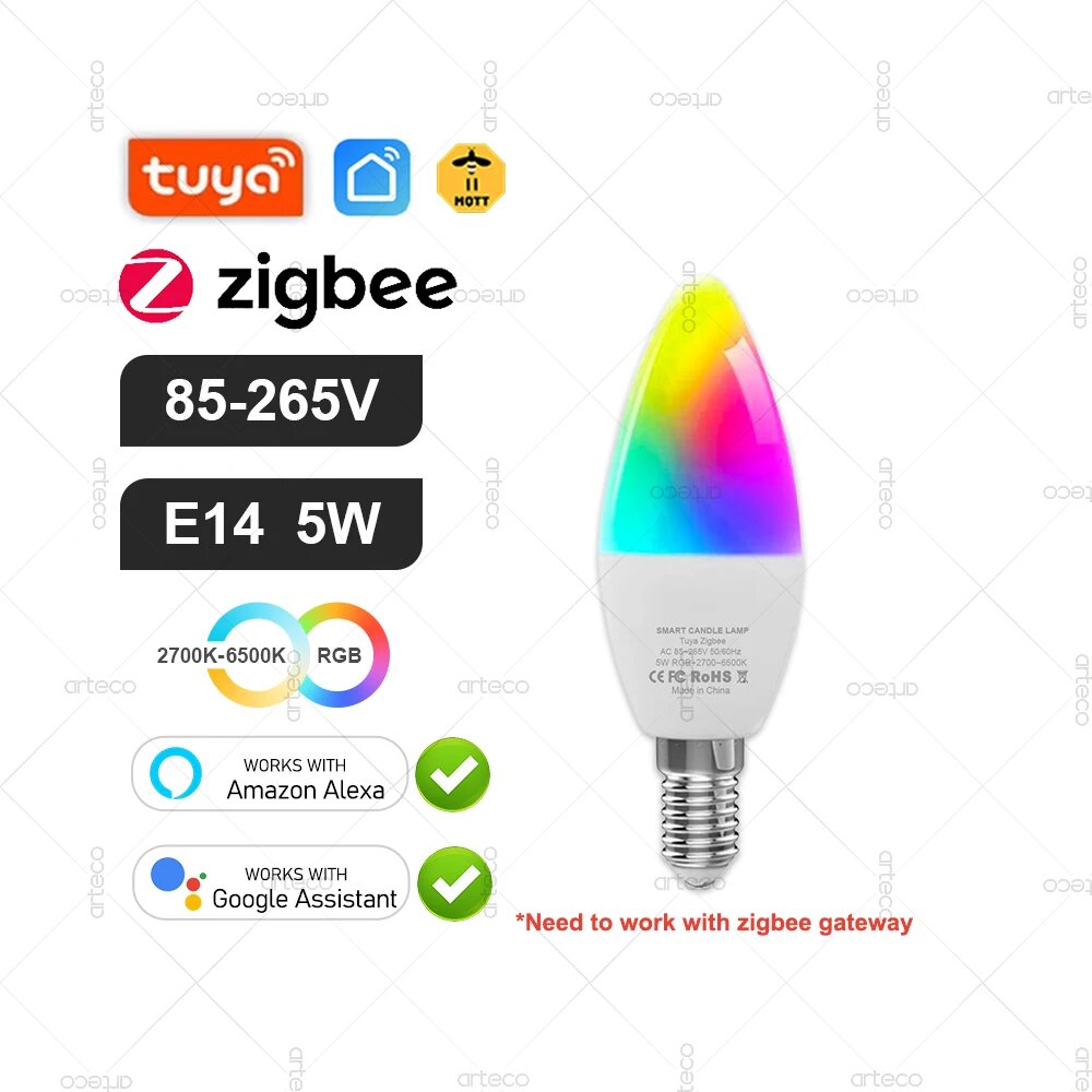 Arteco Светодиодная лампа ZigBee RGBW Zigbee E14 85-265V