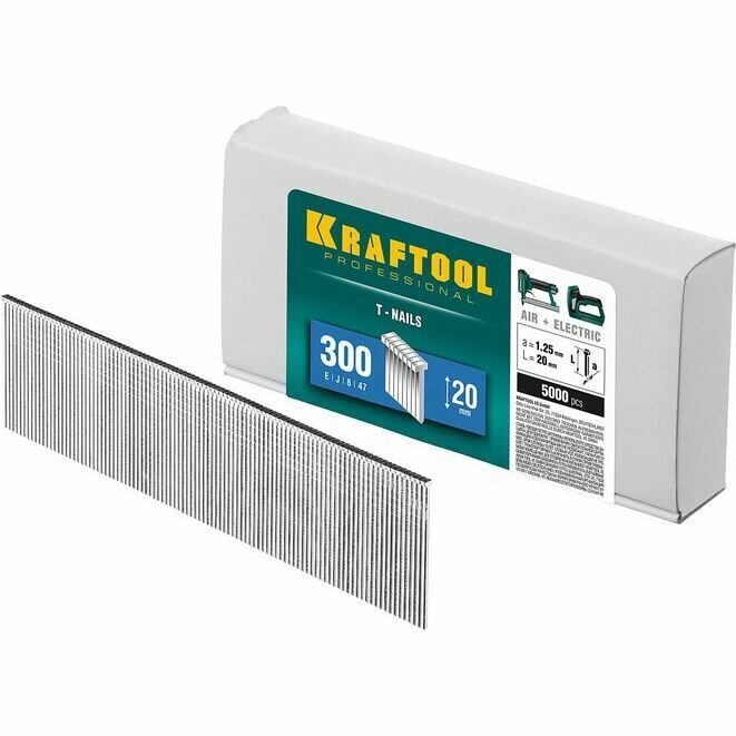 Гвозди для нейлера 31785-20, KRAFTOOL гвозди тип 300, 20 мм