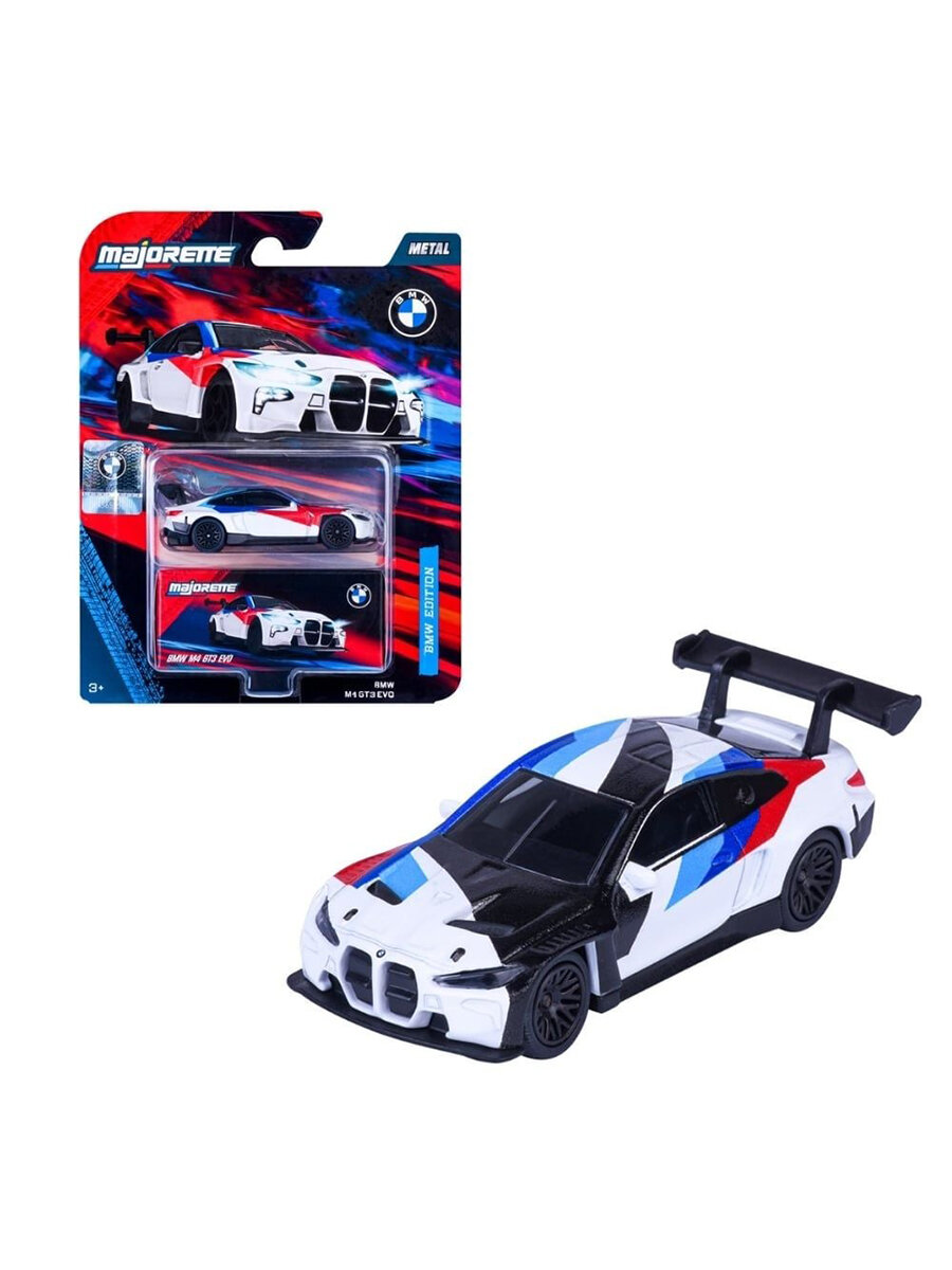 Majorette BMW M4 GT3 EVO Die-Cast Model / игрушечная машинка в масштабе 1:64, изготовленная из легкосплавного материала, с классным трехцветным покрытием, подходит для коллекции или подарка