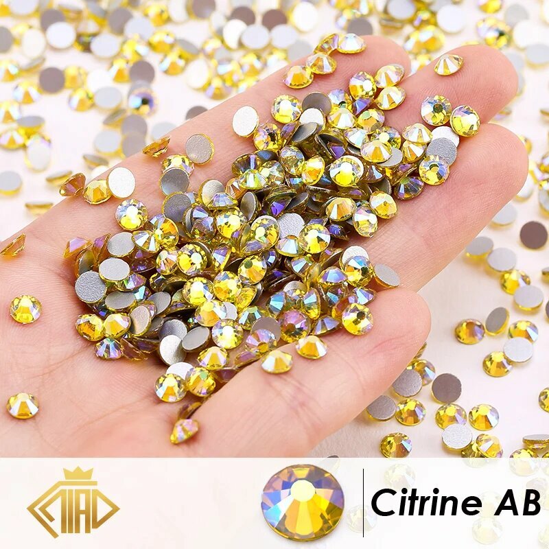 QIAO Стразы хрустального стекла AB, набор SS3-SS30 SS20 - 1440pcs, Citrine AB