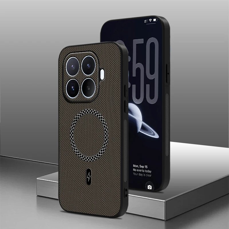 3D Leather Texture Wireless Charging ShockProof Magnetic Case For Xiaomi 17T Pro Xiaomi17TPro 5G Phone Cover