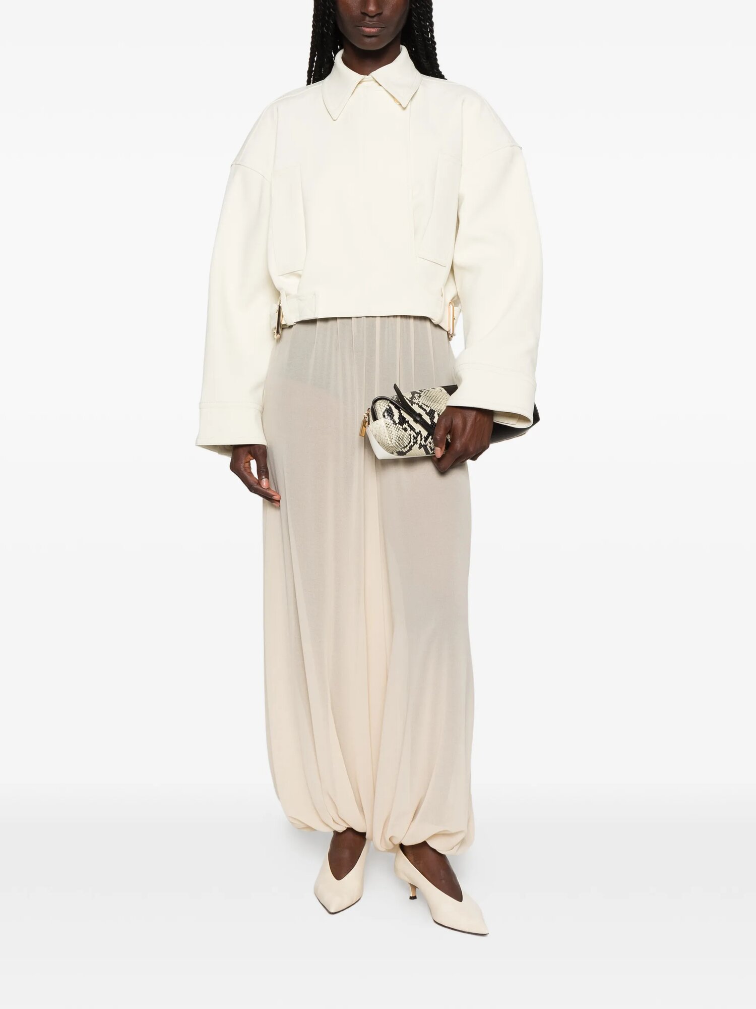 Куртка SPORTMAX Cropped buckle-detail jacket, размер 40 — фото 1