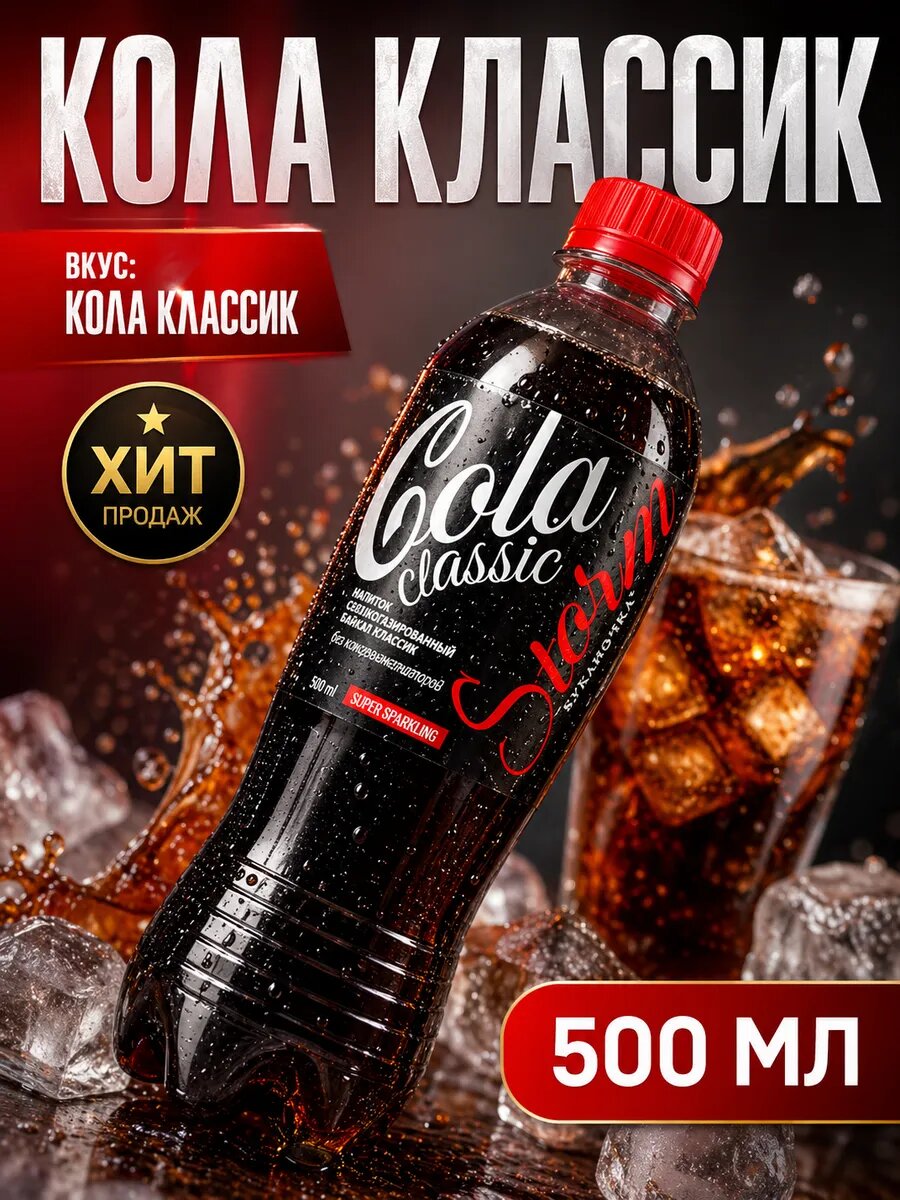 Газированный напиток Cola Classic Storm 500 мл, кола классик
