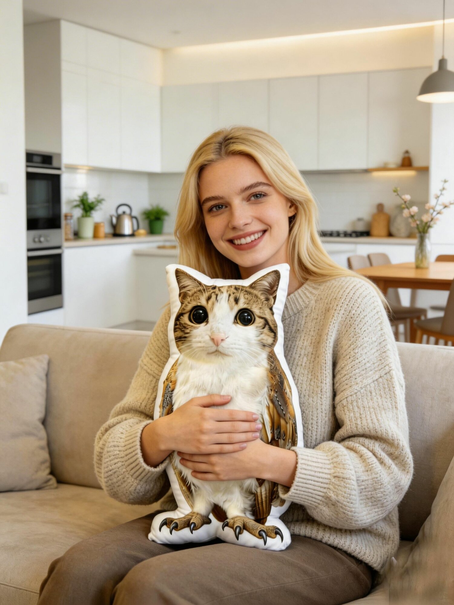 Плюшевая подушка Meowl гибрид кошка-сова, уникальный дизайн, мягкая наполненная подушка для дома, оригинальный подарок на День Святого Валентина, день рождения