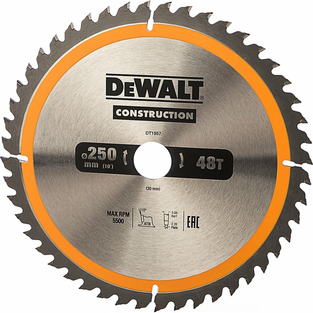 Пильный диск CONSTRUCT (250х30 мм; 48 ATB) DEWALT DT1957