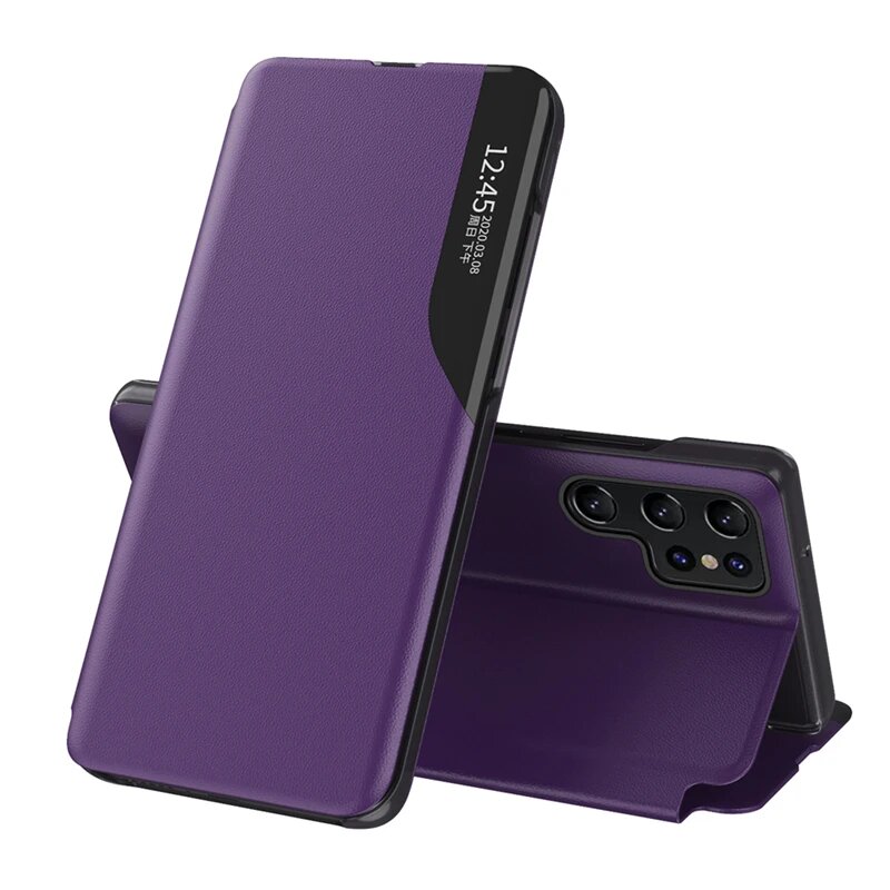 Умный чехол-книжка с функцией просмотра окна APP для Samsung Galaxy S26 S20 FE, Фиолетовый, Purple
