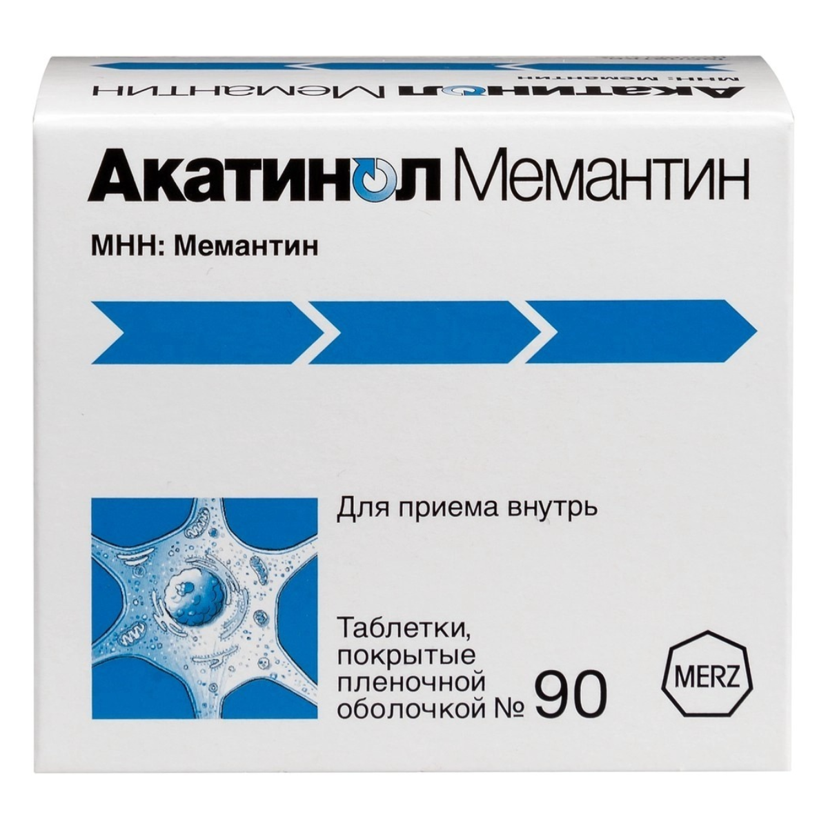 Акатинол Мемантин, таблетки покрыт. плен. об. 10 мг, 90 шт.