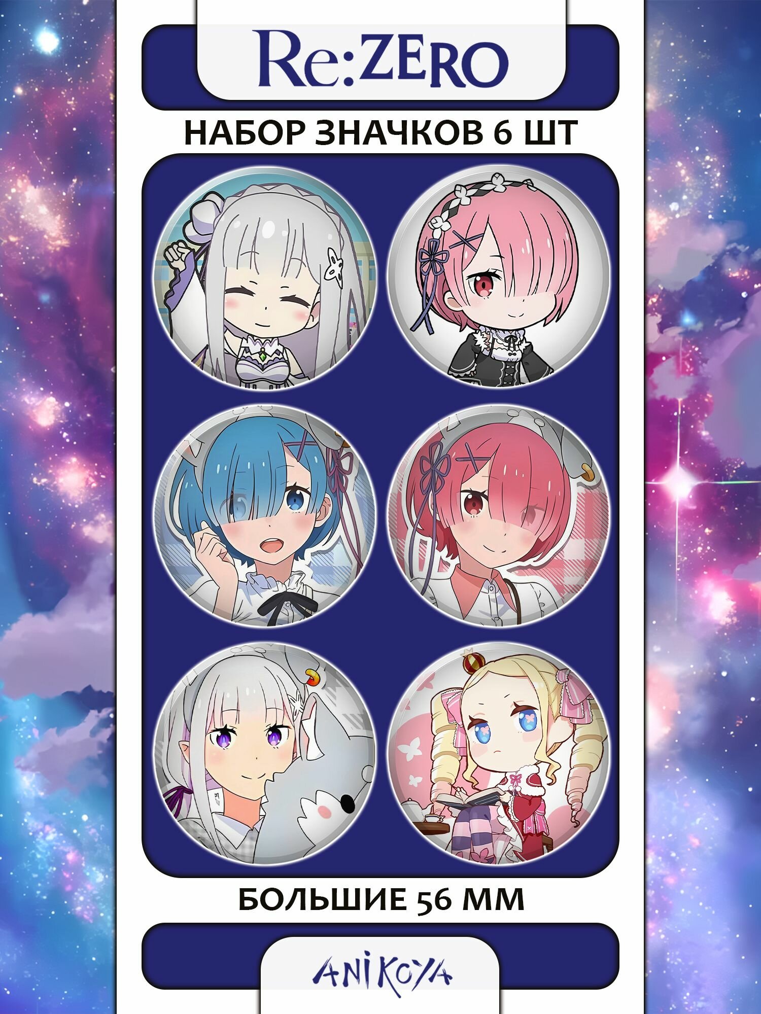Значки на рюкзак Re Zero аниме