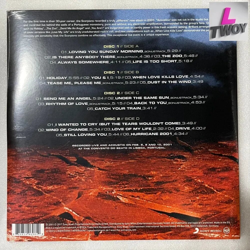 Виниловая пластинка Scorpions Acoustica, Импортное, 2024 год, 1 диск — фото 1