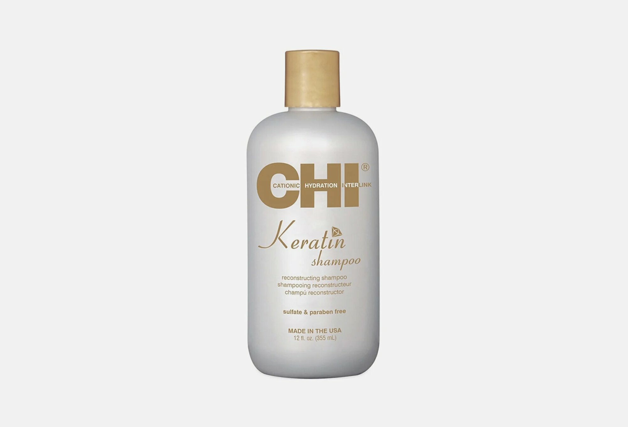 Шампунь CHI "Keratin", для всех типов, вьющихся и тонких волос, с дозатором, 355мл