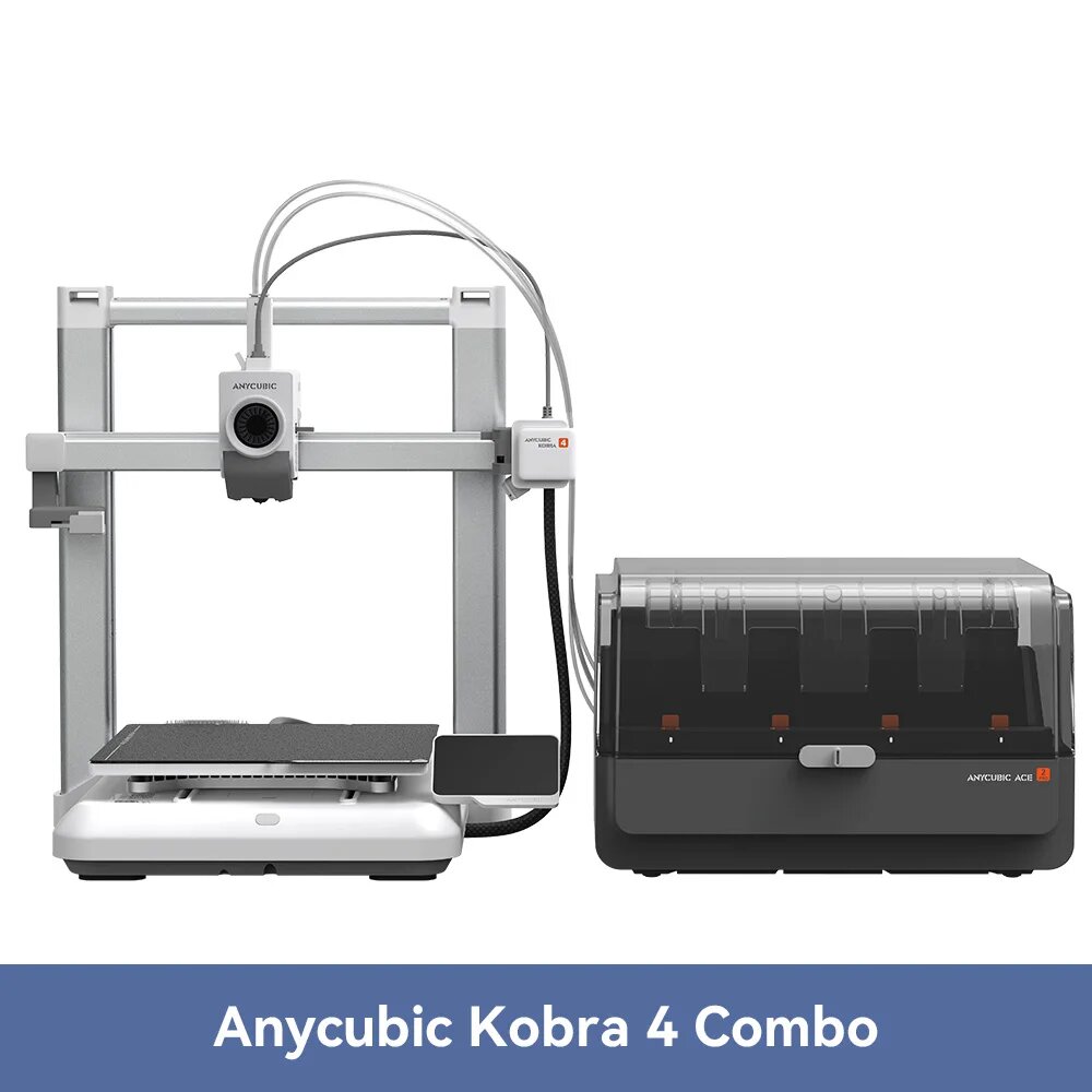 ANYCUBIC Kobra 4 Combo FDM Многоцветной 3D-принтер Печать в 4–8 цветов Максимальная скорость печати 600 мм/с Управление через приложение 3D-принтер