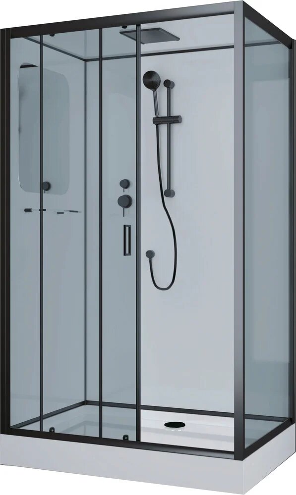 Душевая кабина Niagara Premium NG-6912-01QL BLACK 120х80х210 левая, черная, с низким поддоном