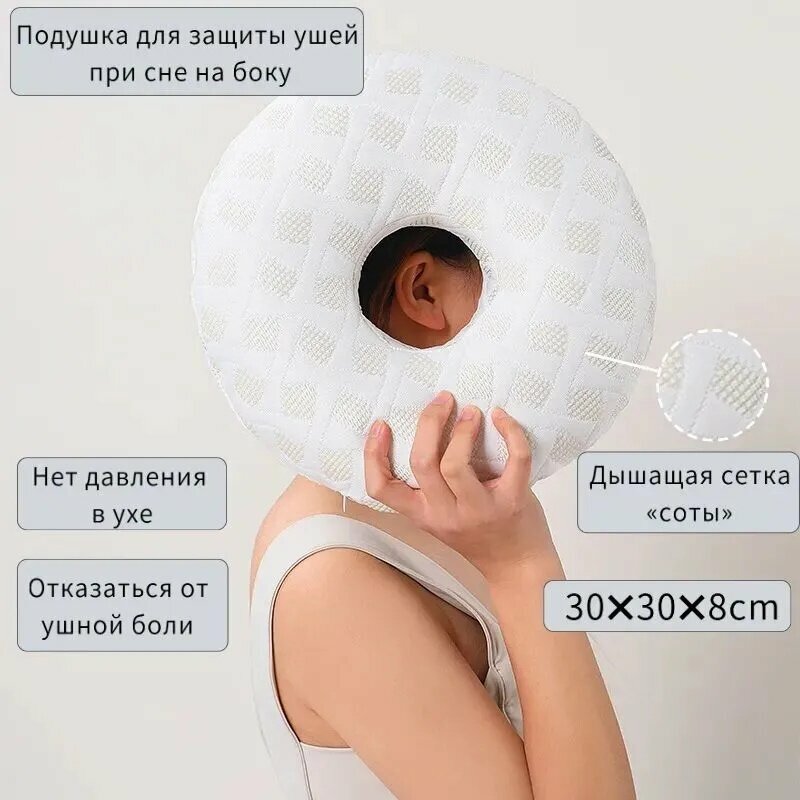 Подушка 30x30 см, Мягкая жесткость, Хлопковое волокно, Полиэстер