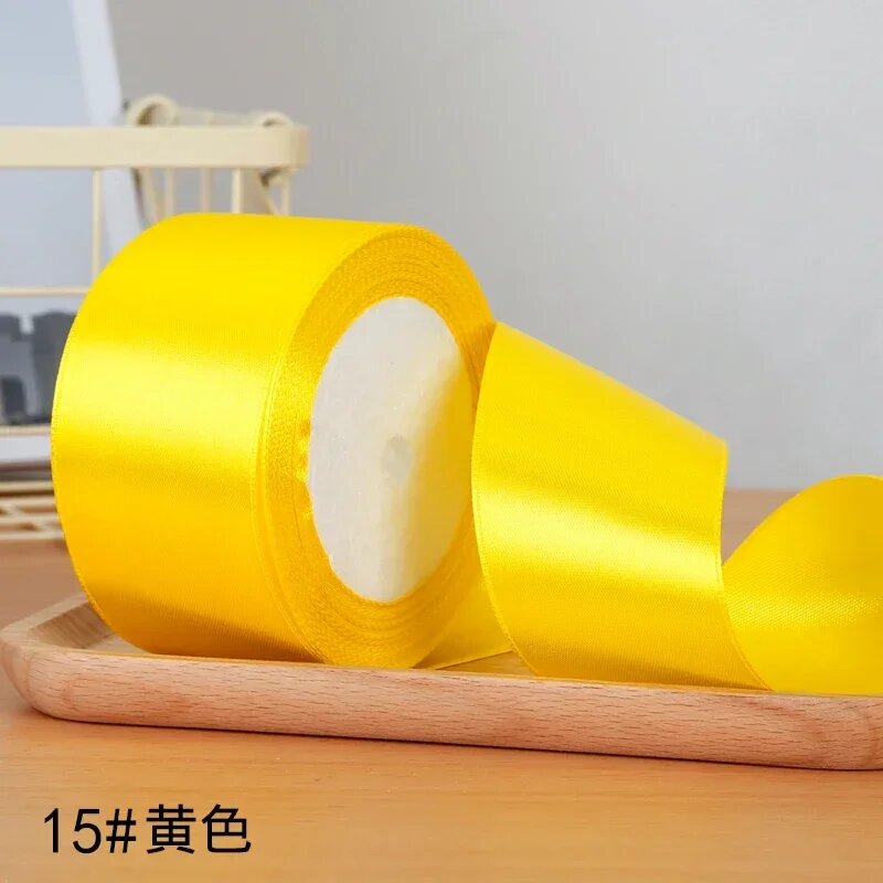 Лента мerylover полушелковая 25 метров 5 см Желтый, 15yellow
