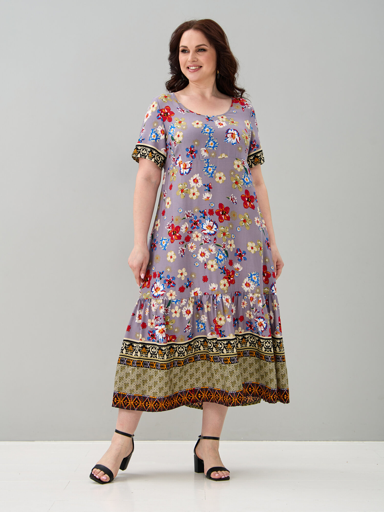 Платье SVESTA Летнее Большие размеры, размер 54, светло-серый — фото 1