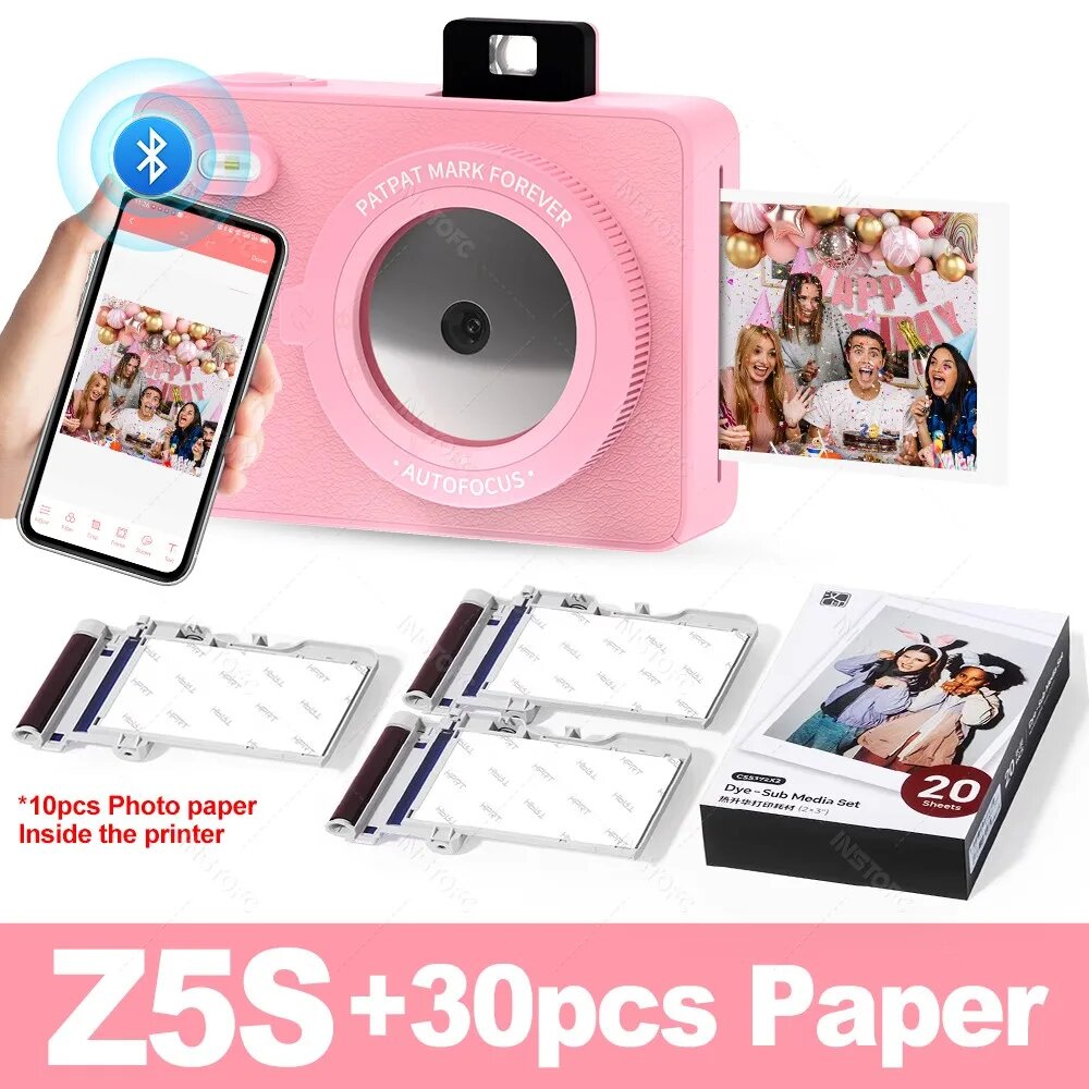 HPRT Z5/Z5S Беспроводной Фотопринтер Z5S Add 30pcs