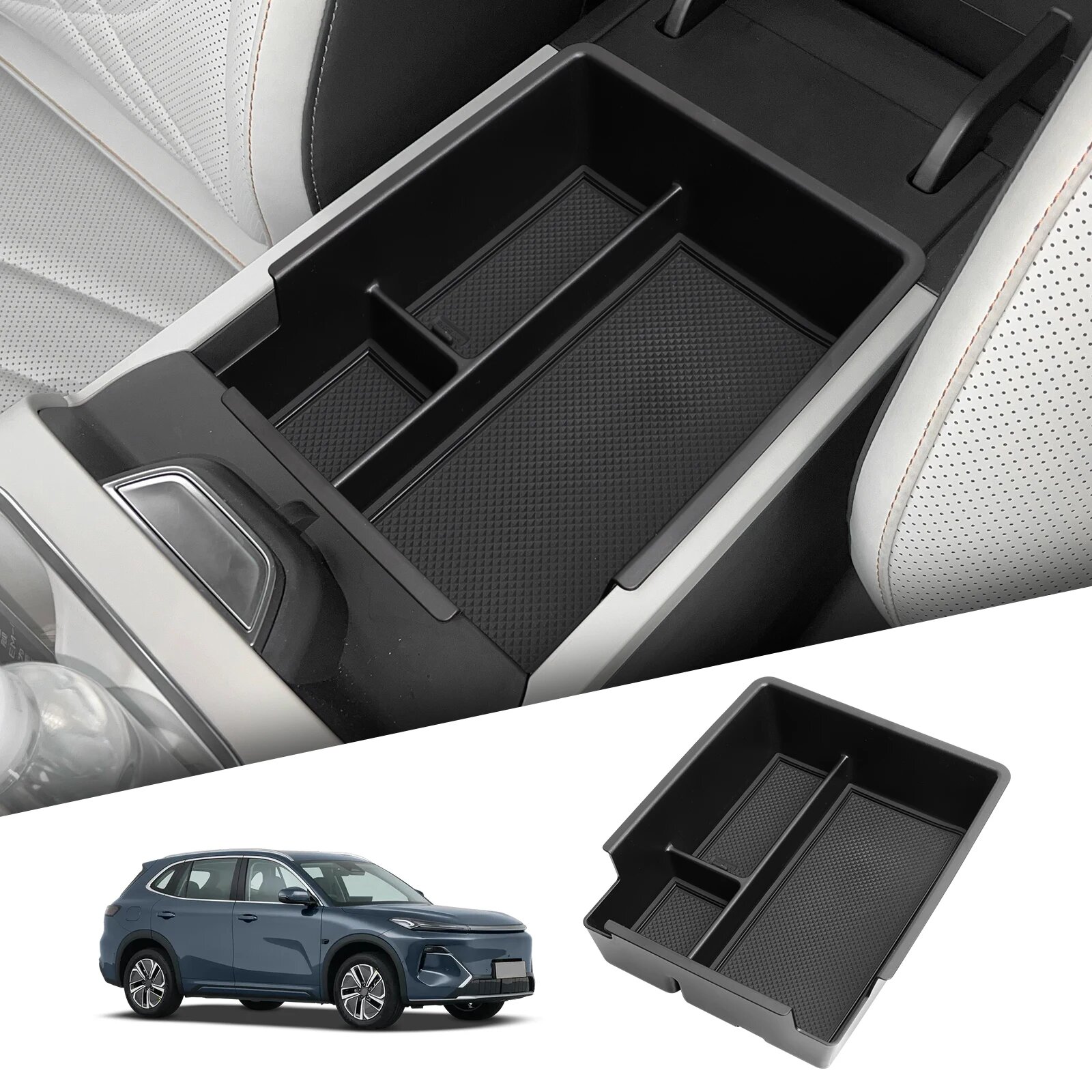 LUCKEASY Органайзер-лоток для центрального подлокотника (левый руль) для Geely EX5 EM-i 2025-2026 (НЕ подходит для праворульных авто) из ABS-пластика, аксессуары