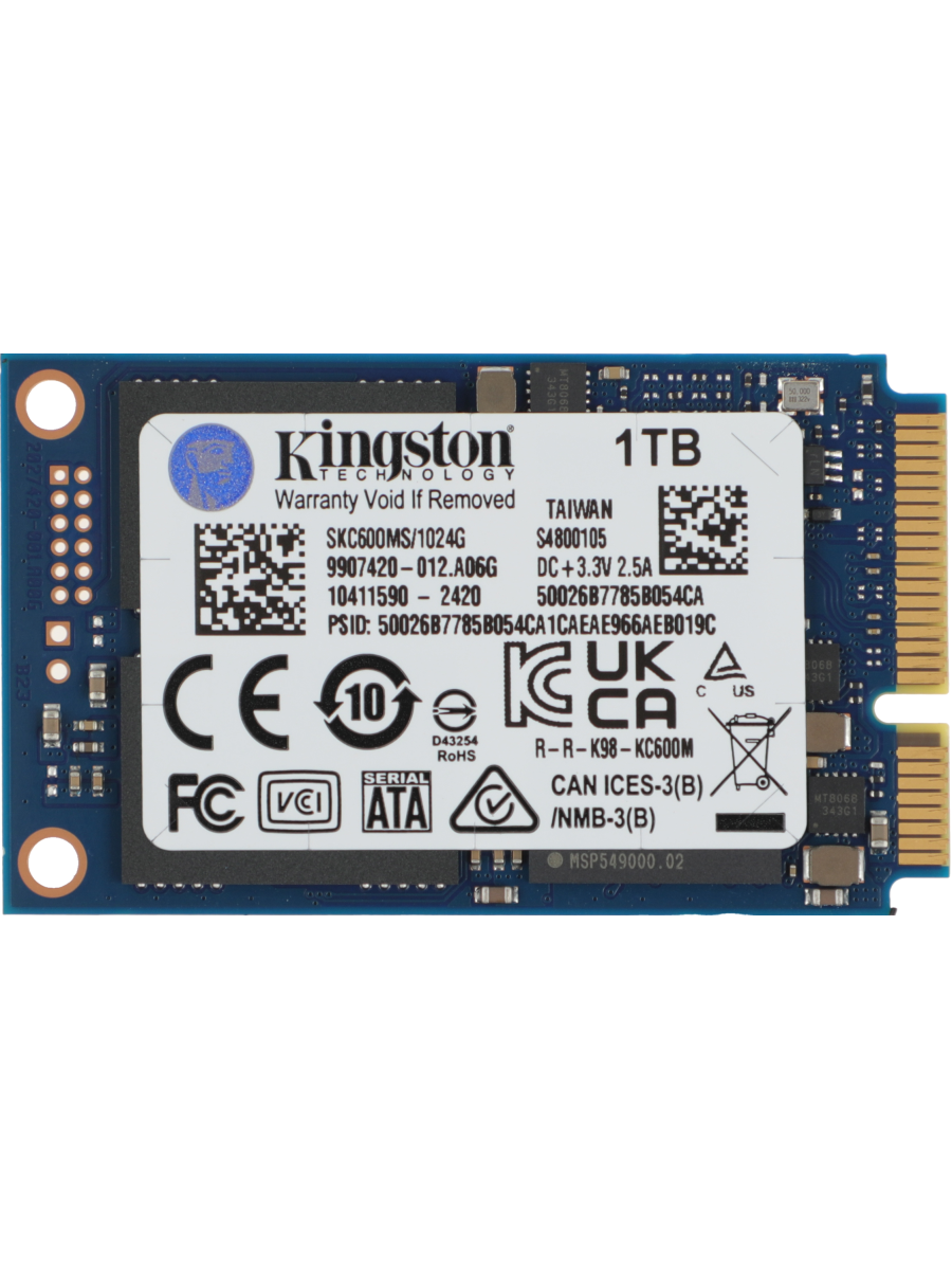 Накопитель SSD Kingston KC600 SKC600MS/1024G 1 ТБ, mSATA, mSATA, mSATA 550 МБ/с